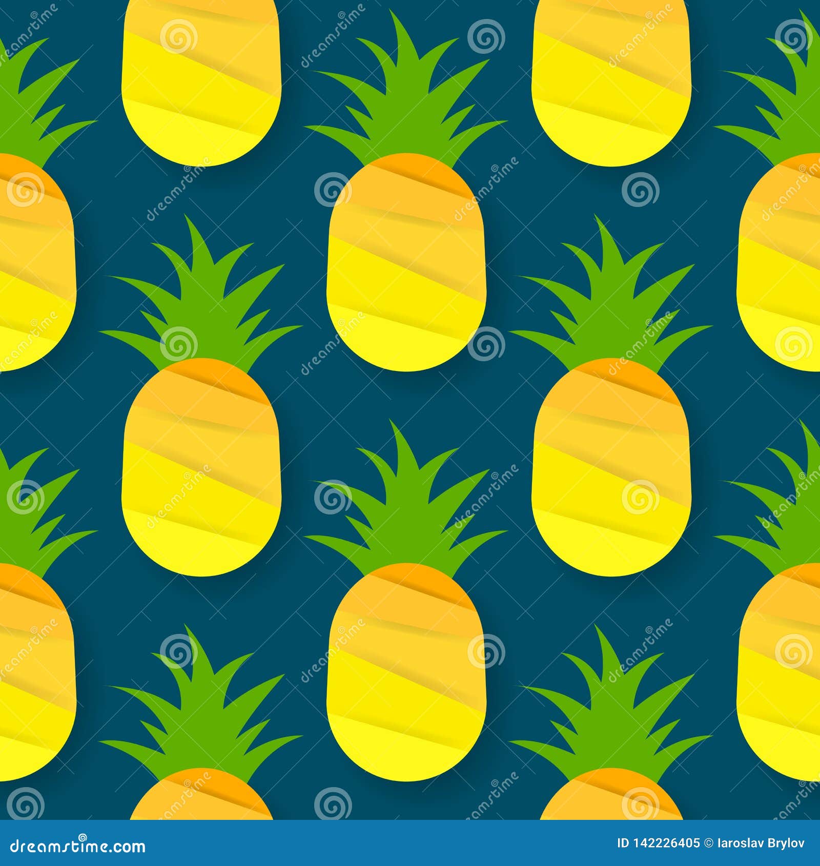 Tropical Seamless Pattern with Pineapples. Vector Illustration Stock ...