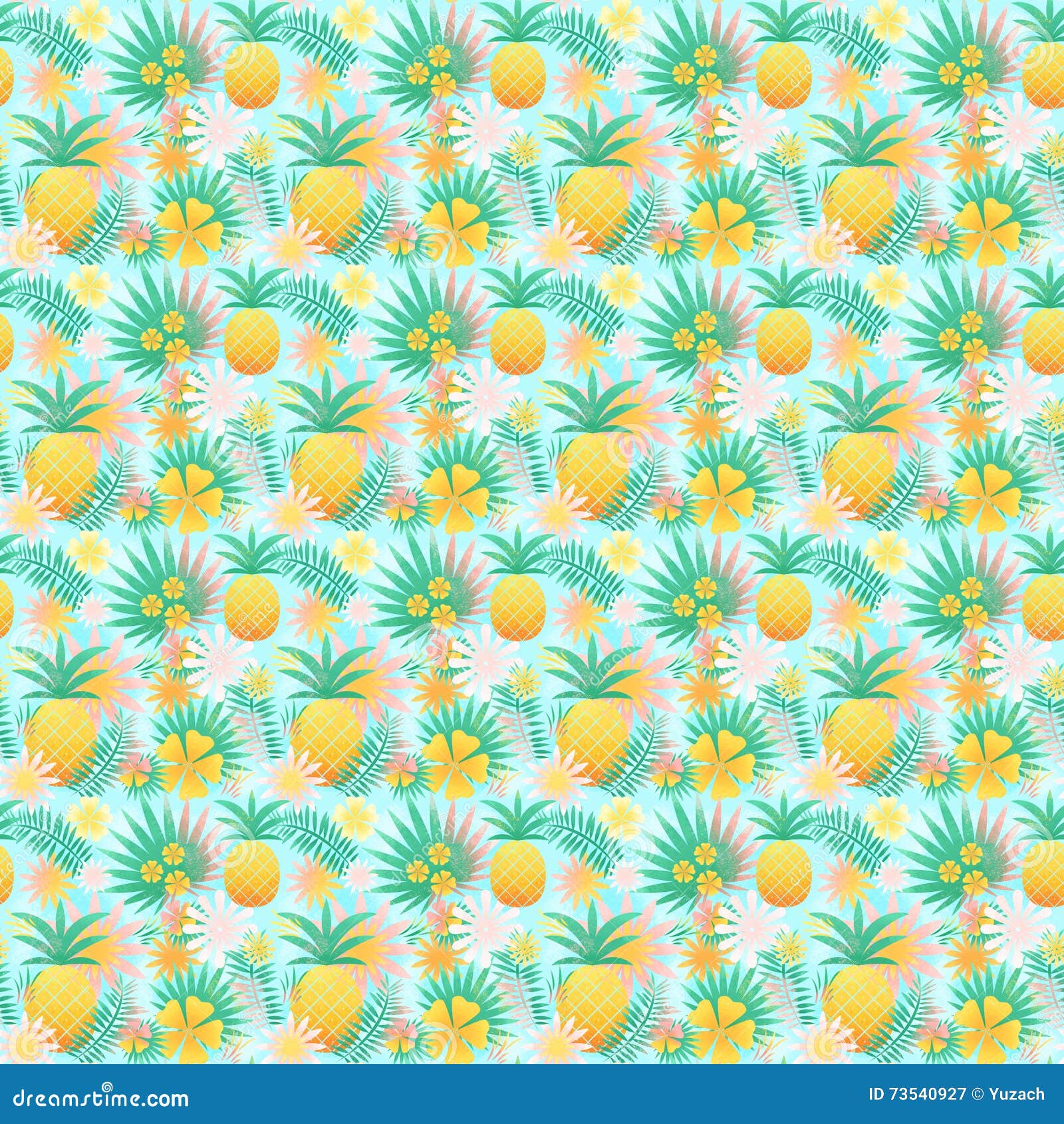 Tropical Seamless Pattern with Summer Elements Stock Illustration - Illustration of palm ...
