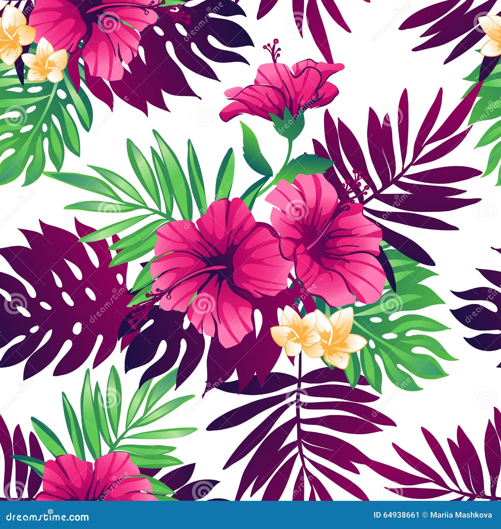 Tropical seamless pattern. stock vector. Illustration of fashion - 64938661