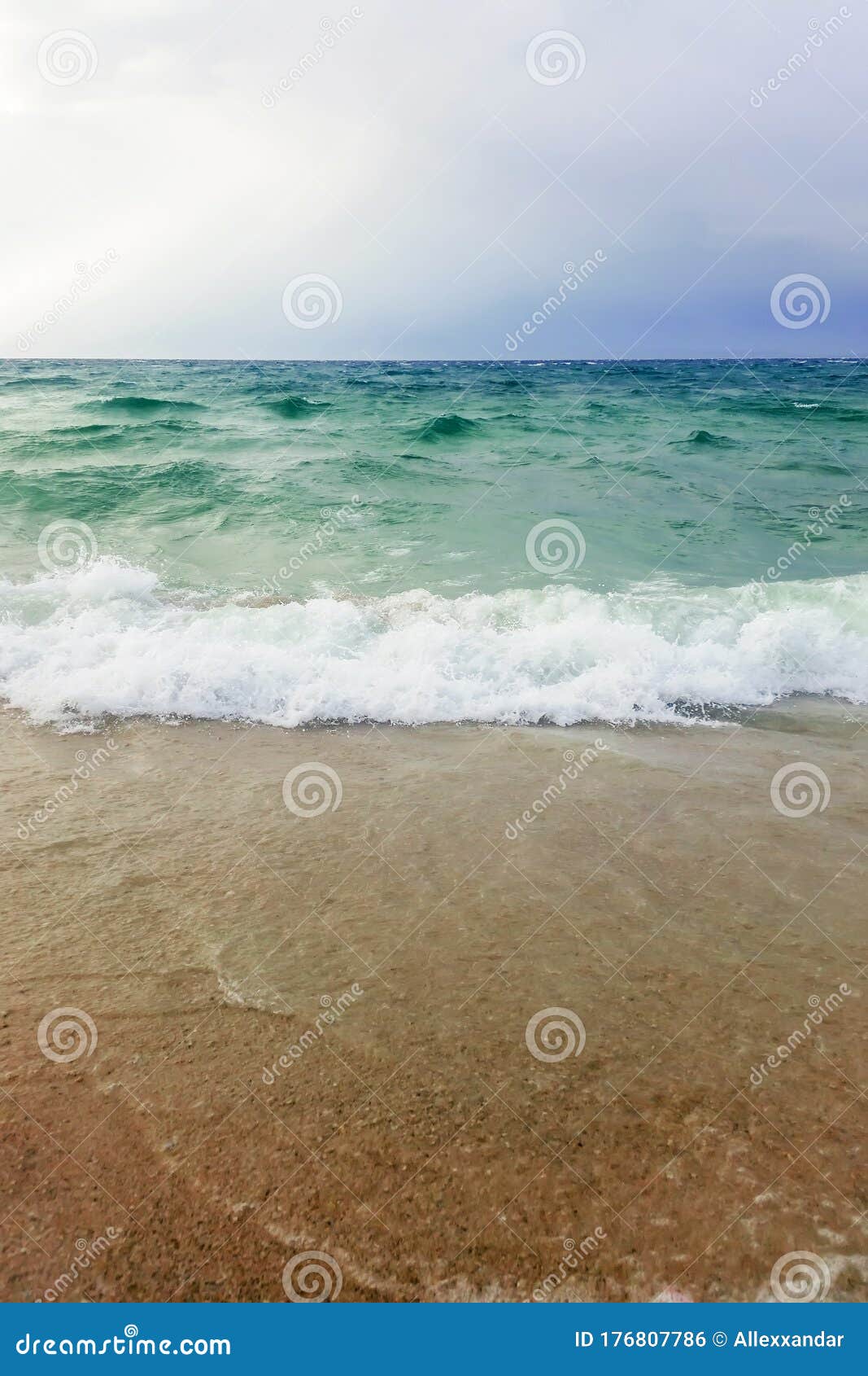 Tropical Seascape Waves Crash Over the Beach. Sky and Sea Stock Photo ...