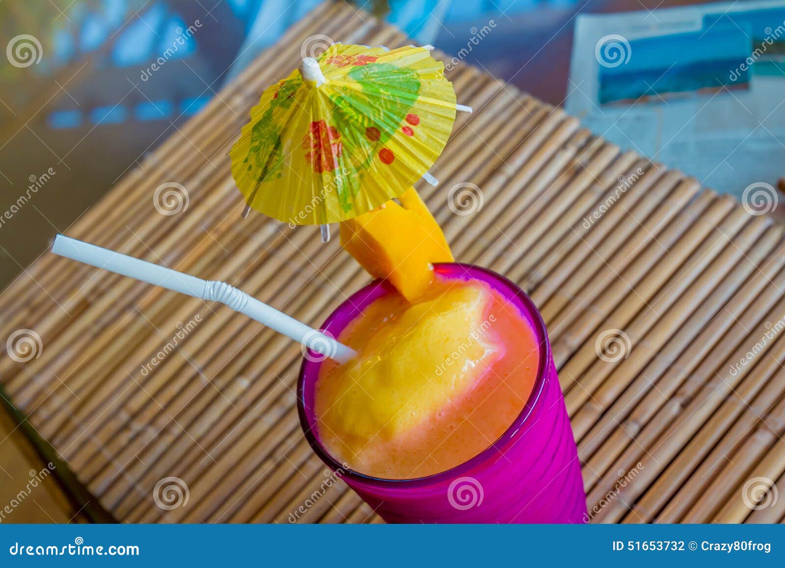 Tropical Shake, Refreshment Drink in Glass on Tropical Stock Photo ...