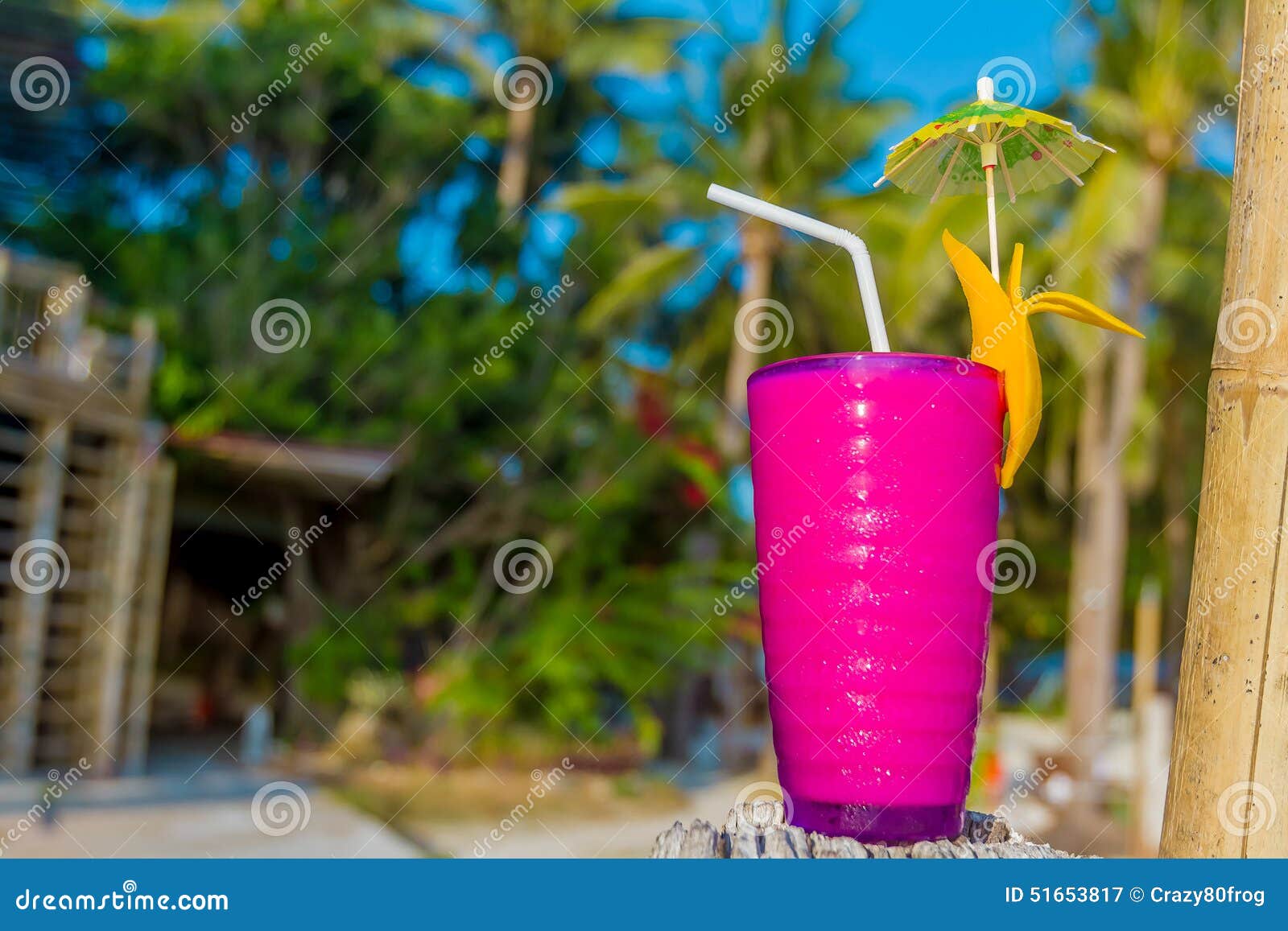Tropical Shake, Refreshment Drink in Glass on Tropical Stock Image ...