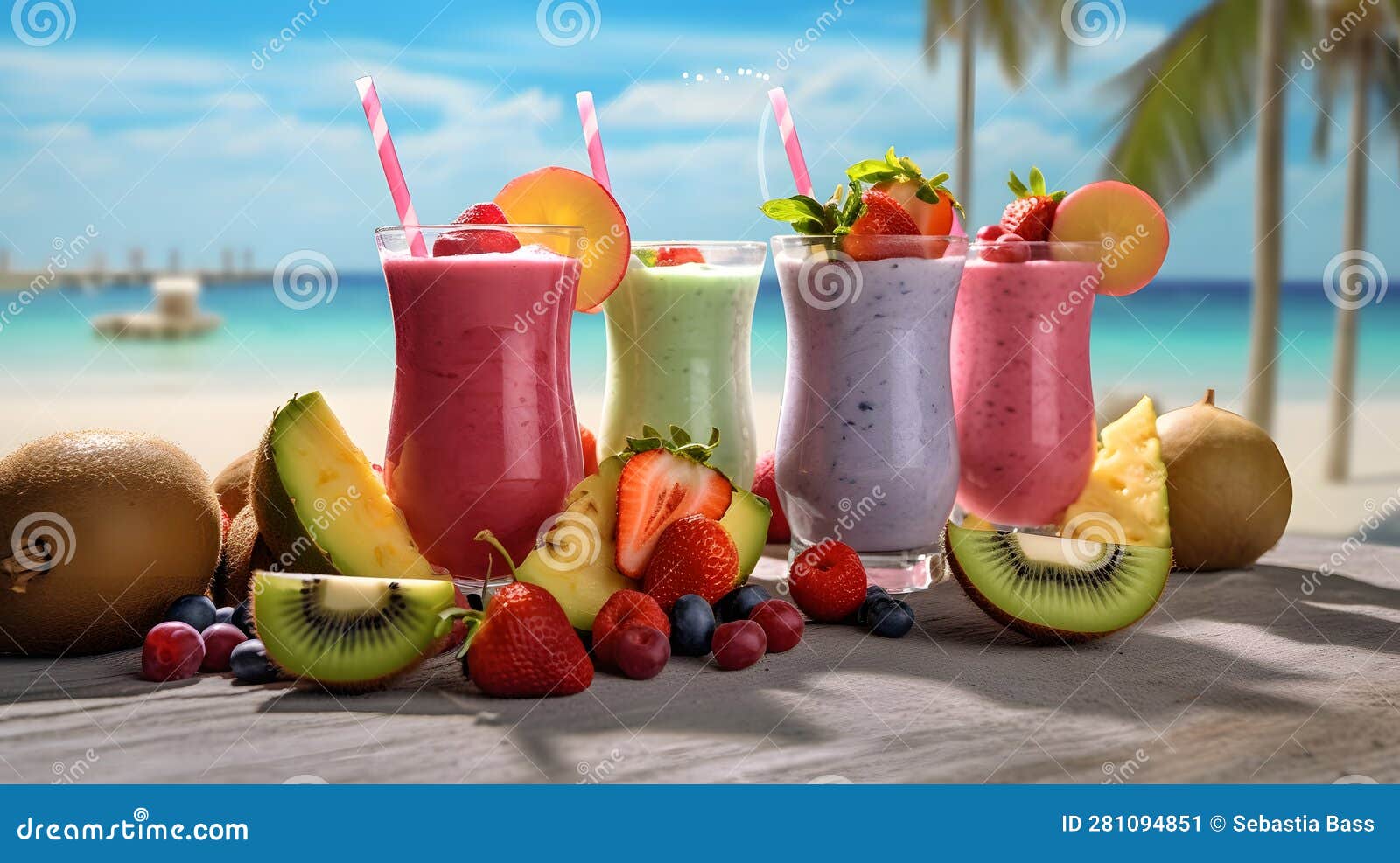 Tropical Smothie on the Beach. AI Generated Stock Illustration ...