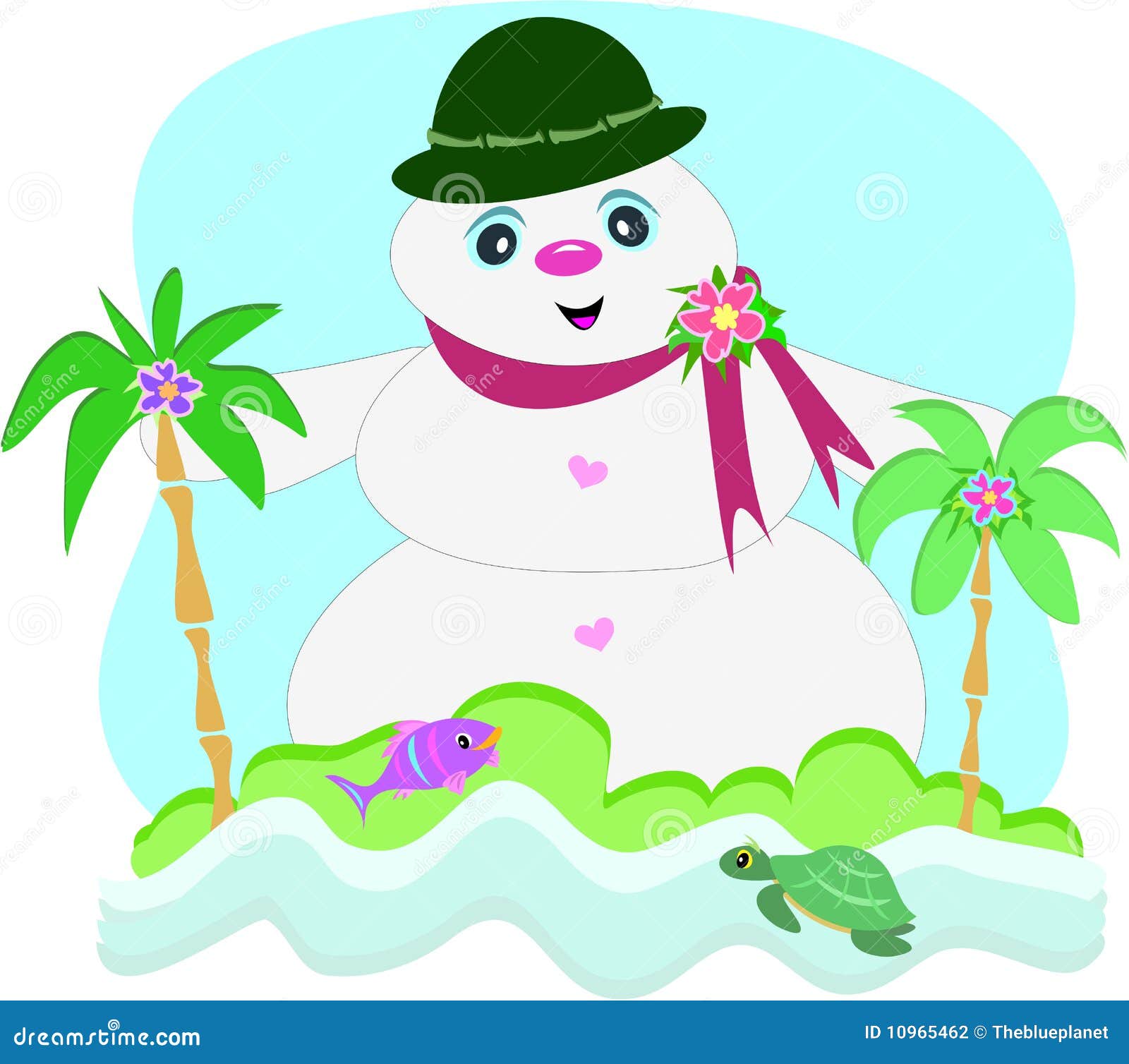 Tropical Snowman stock vector. Illustration of foliage - 10965462