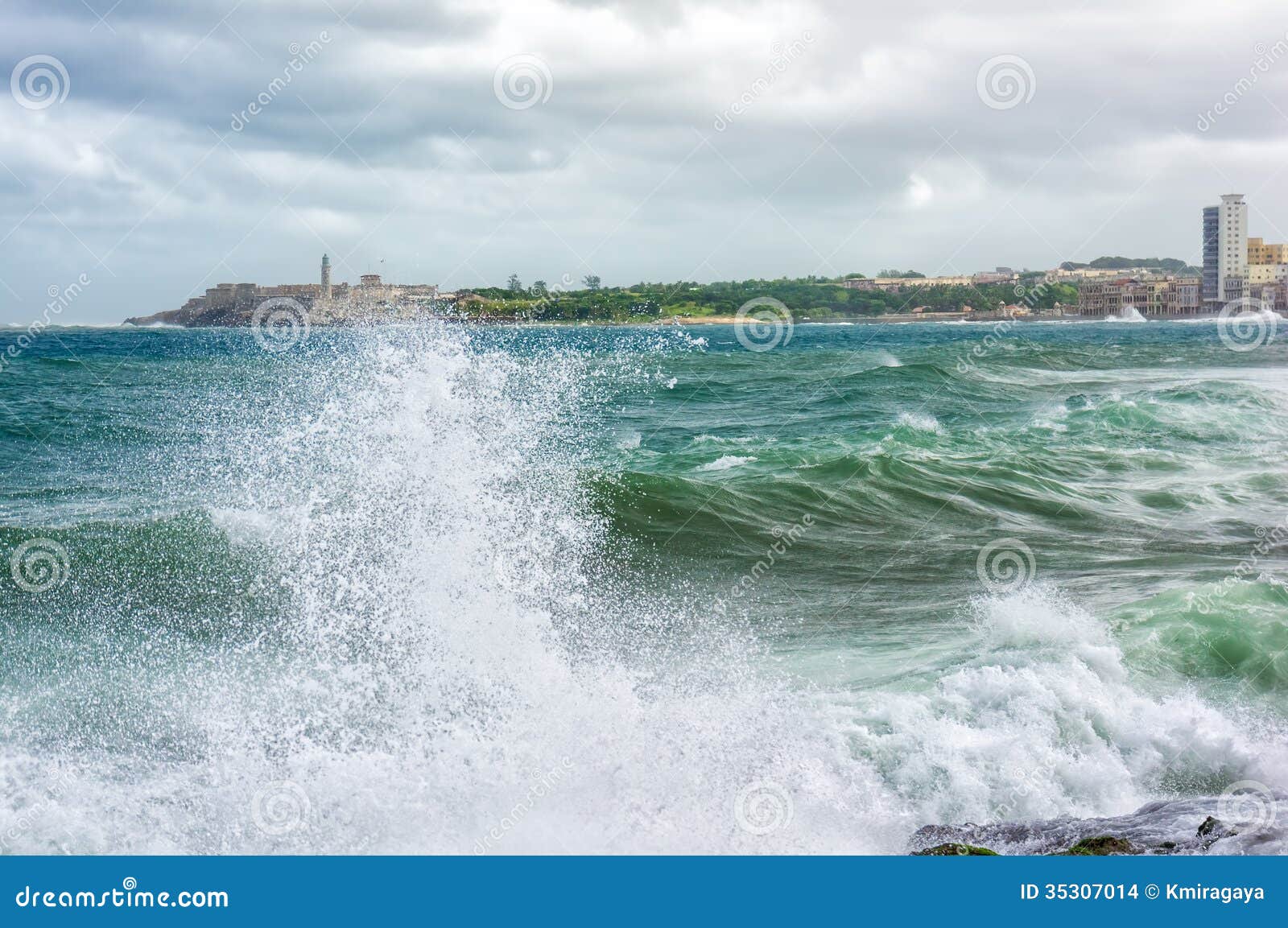 Tropical Storm with Big Waves in Havana Stock Photo - Image of shore ...