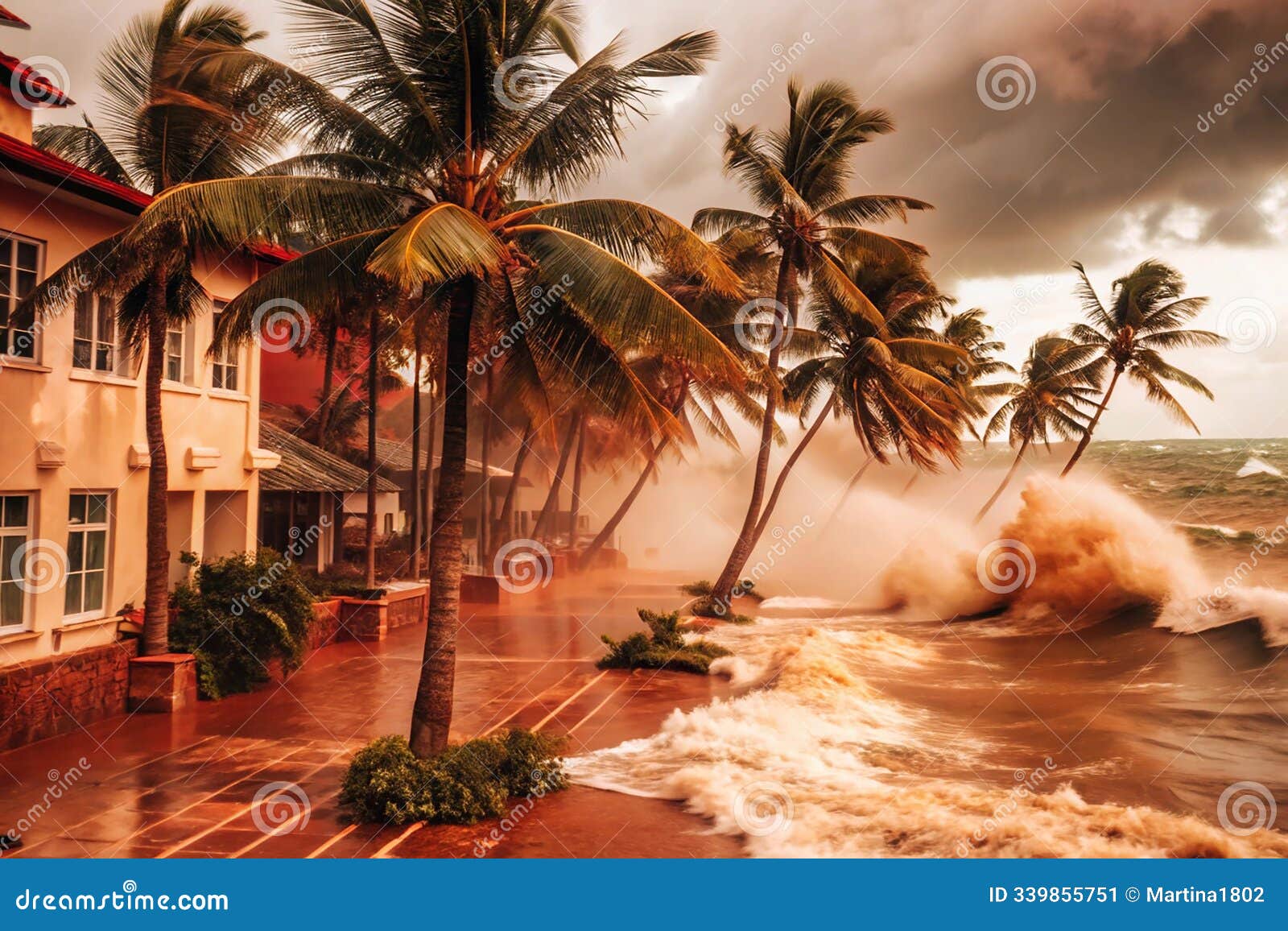 Heavy Rain and High Winds in Tropical Climates Stock Illustration ...