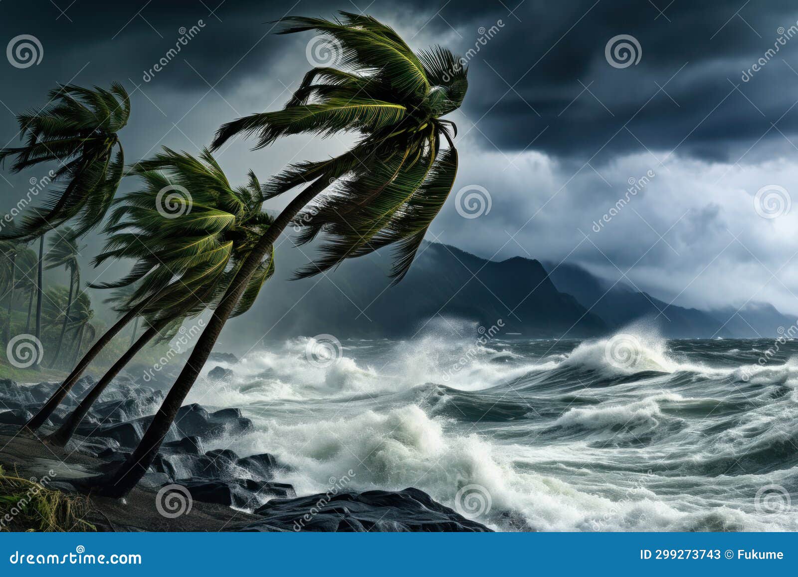 Tropical Storm Off the Coast Breaks Palm Trees Generative Ai Stock ...
