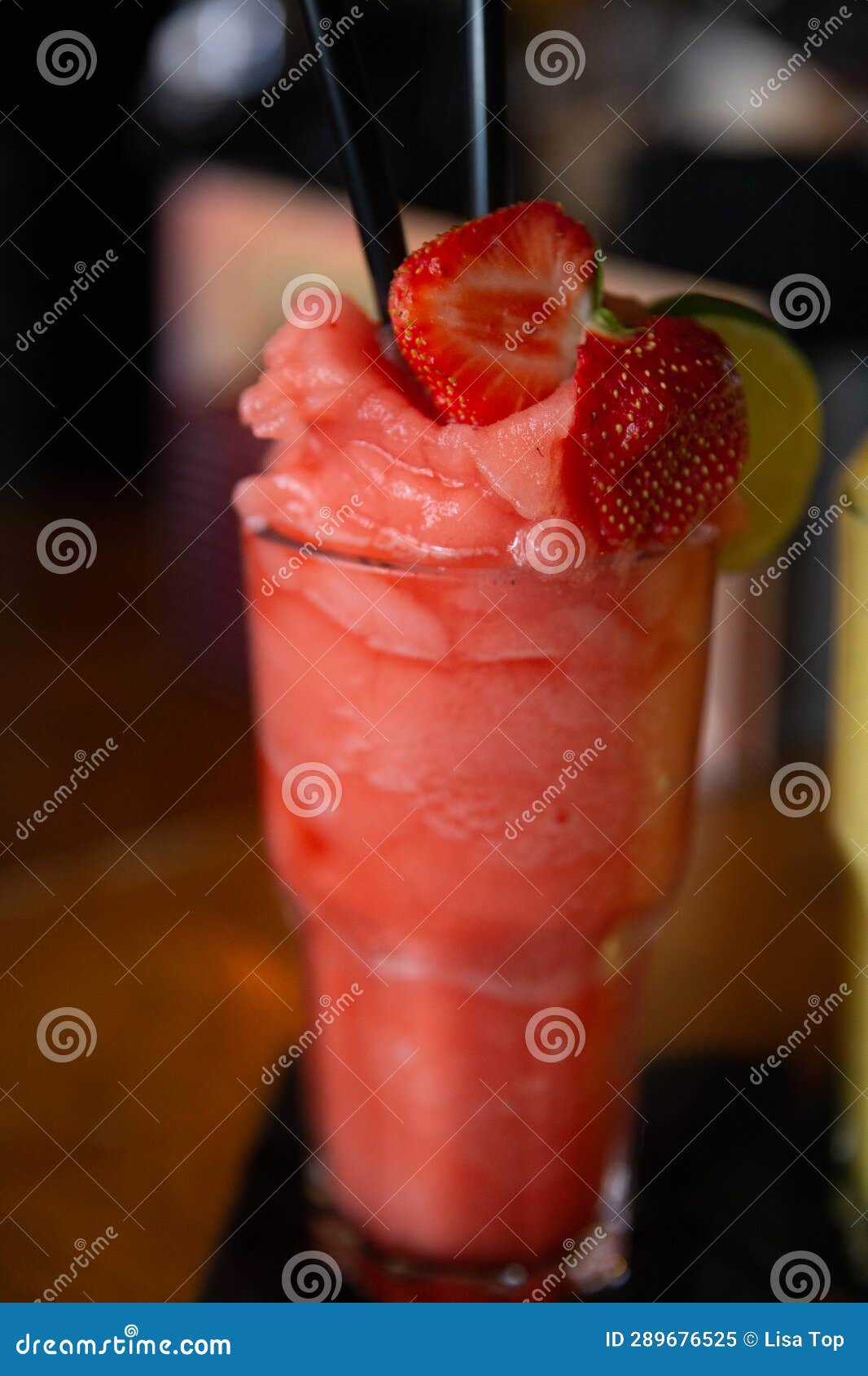 Tropical Strawberry Daiquiri Stock Image Image Of Restaurant Garnish
