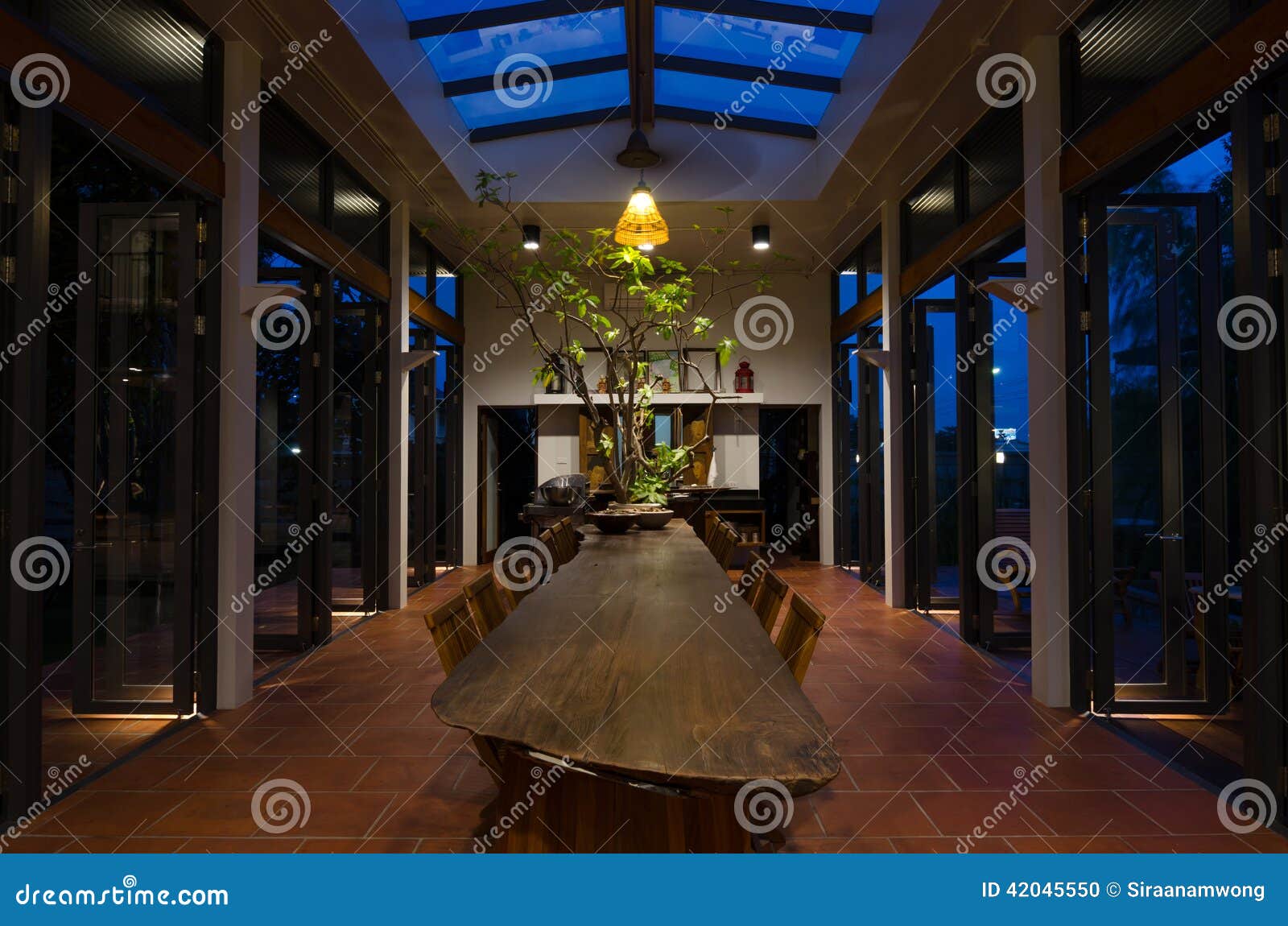 Tropical style dining room stock photo. Image of symmetry - 42045550