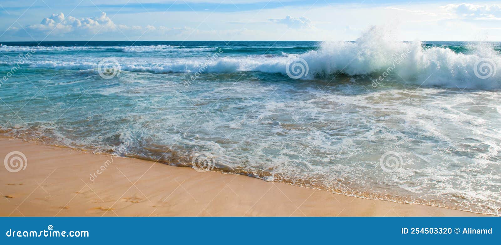 Tropical Summer Beach. Wide Photo Stock Photo - Image of cloud, beach ...