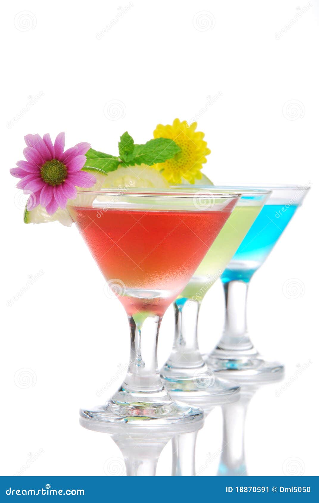Tropical Summer Martini Cocktails Row Stock Image - Image of ...