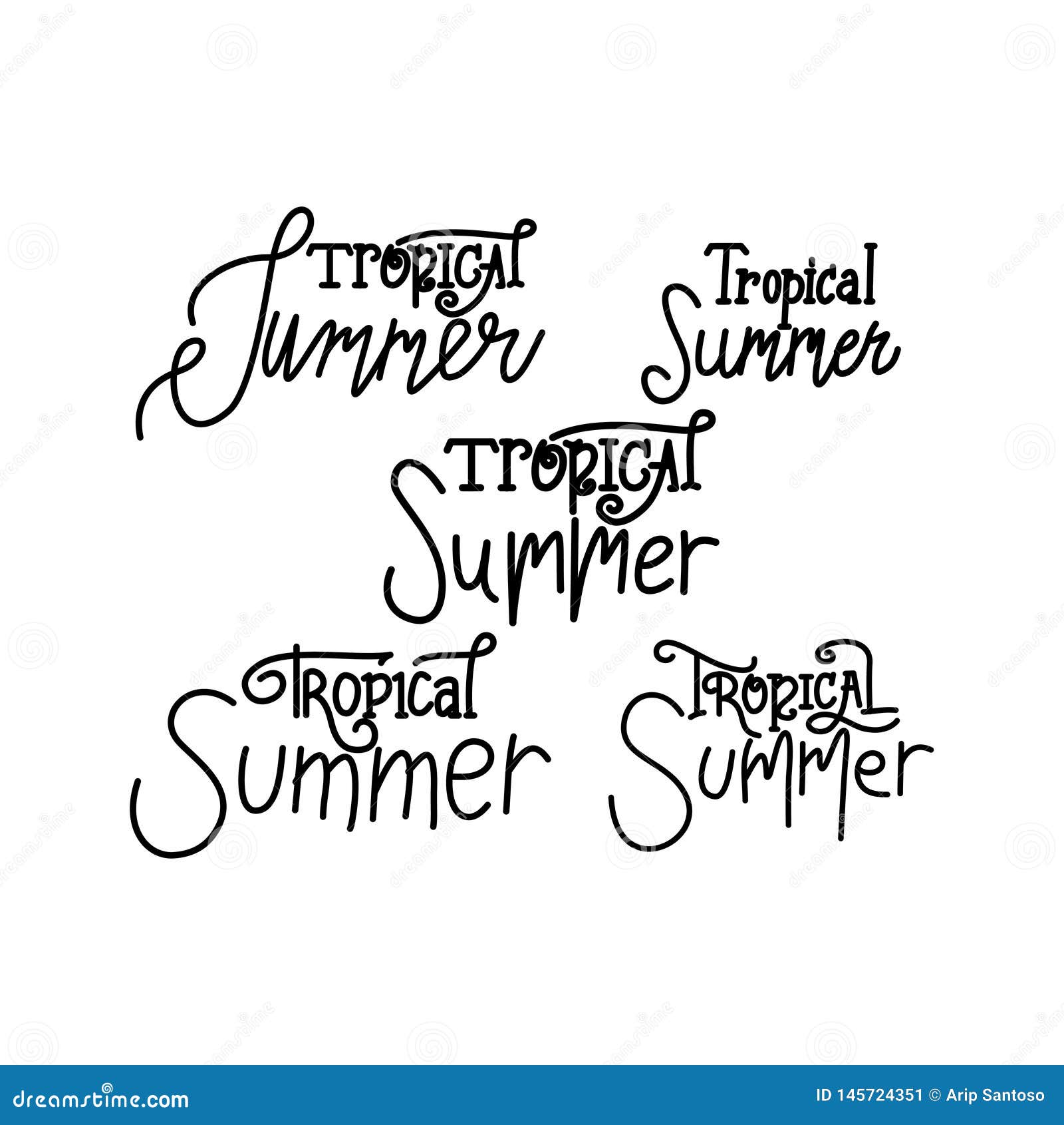 Tropical Summer Script Text Design Template Stock Vector - Illustration ...
