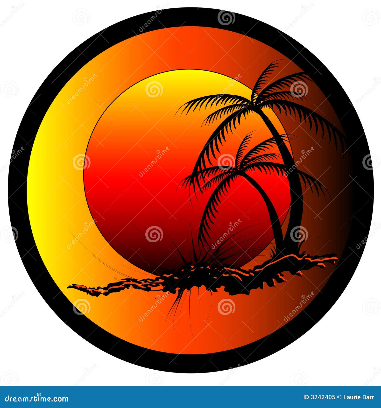 Tropical Sunrise Graphic stock illustration. Illustration of accent ...