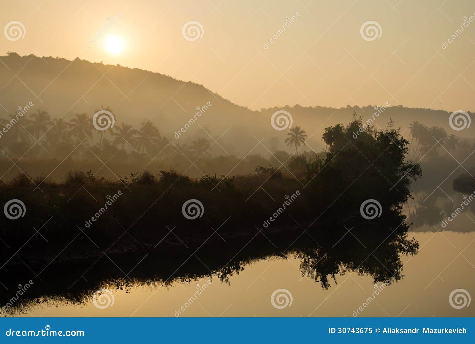 Tropical Sunrise Over River Stock Image - Image of ocean, peaceful ...