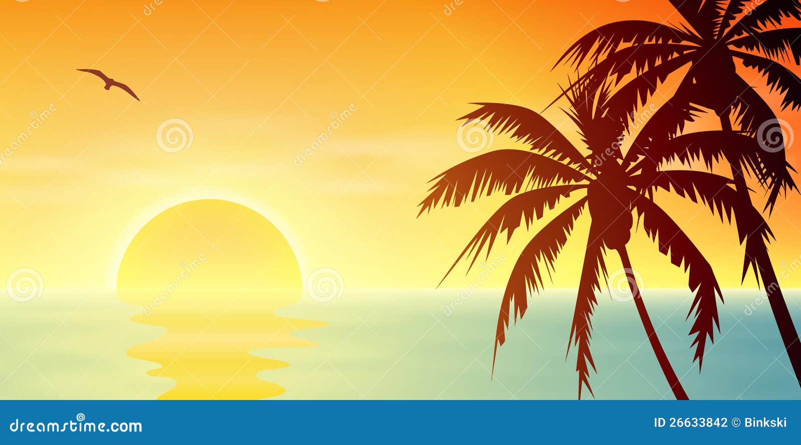 Sunset On Tropical Beach Landscape Summer Seaside With Palm Tree And ...