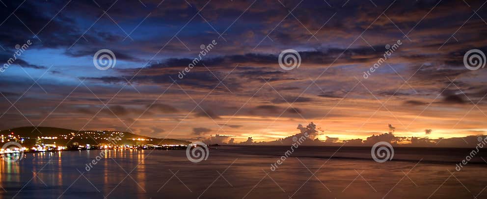 Tropical Sunset stock photo. Image of lights, land, city - 5460786