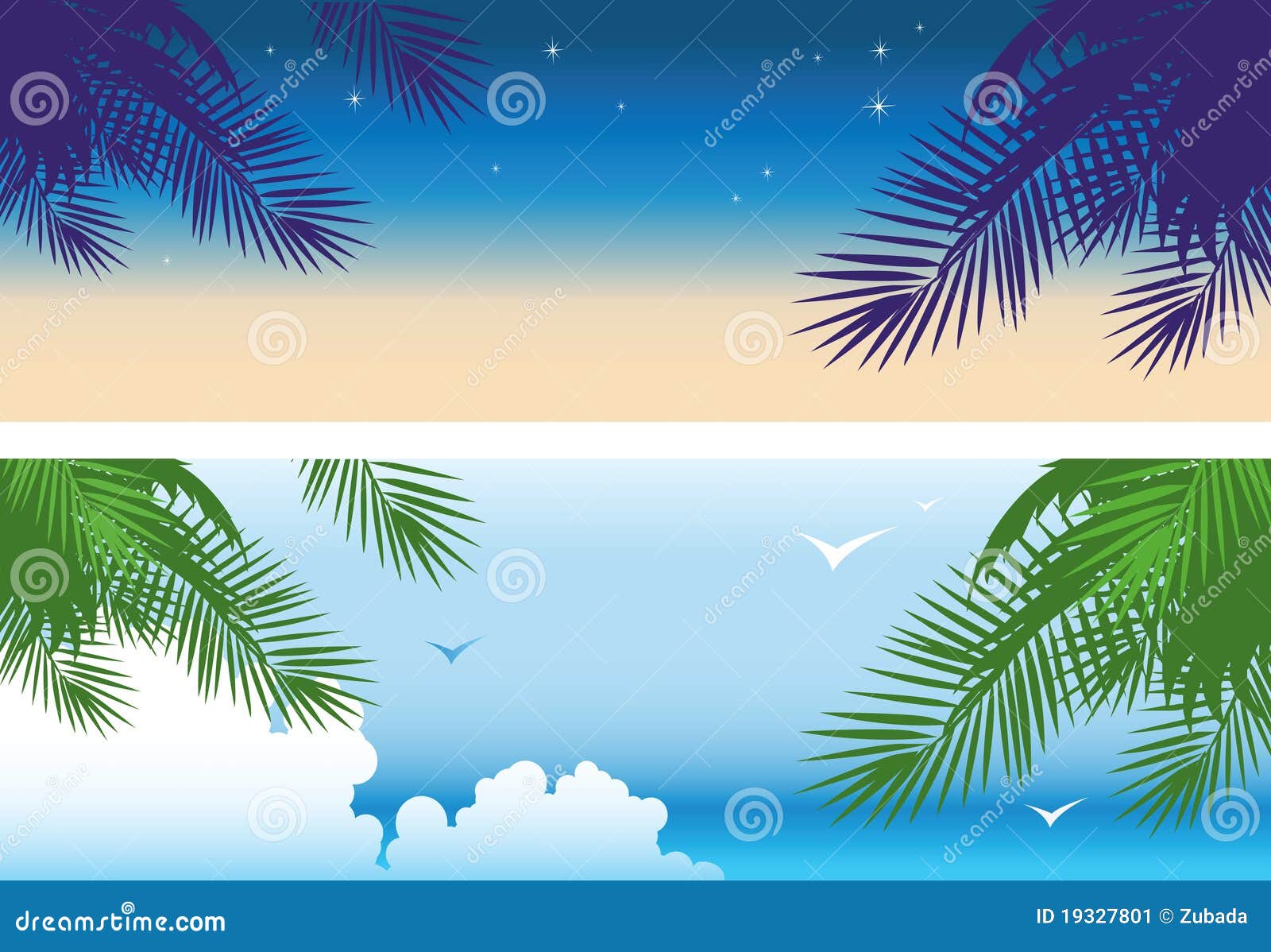 Tropical sunset banners stock vector. Illustration of banner - 19327801