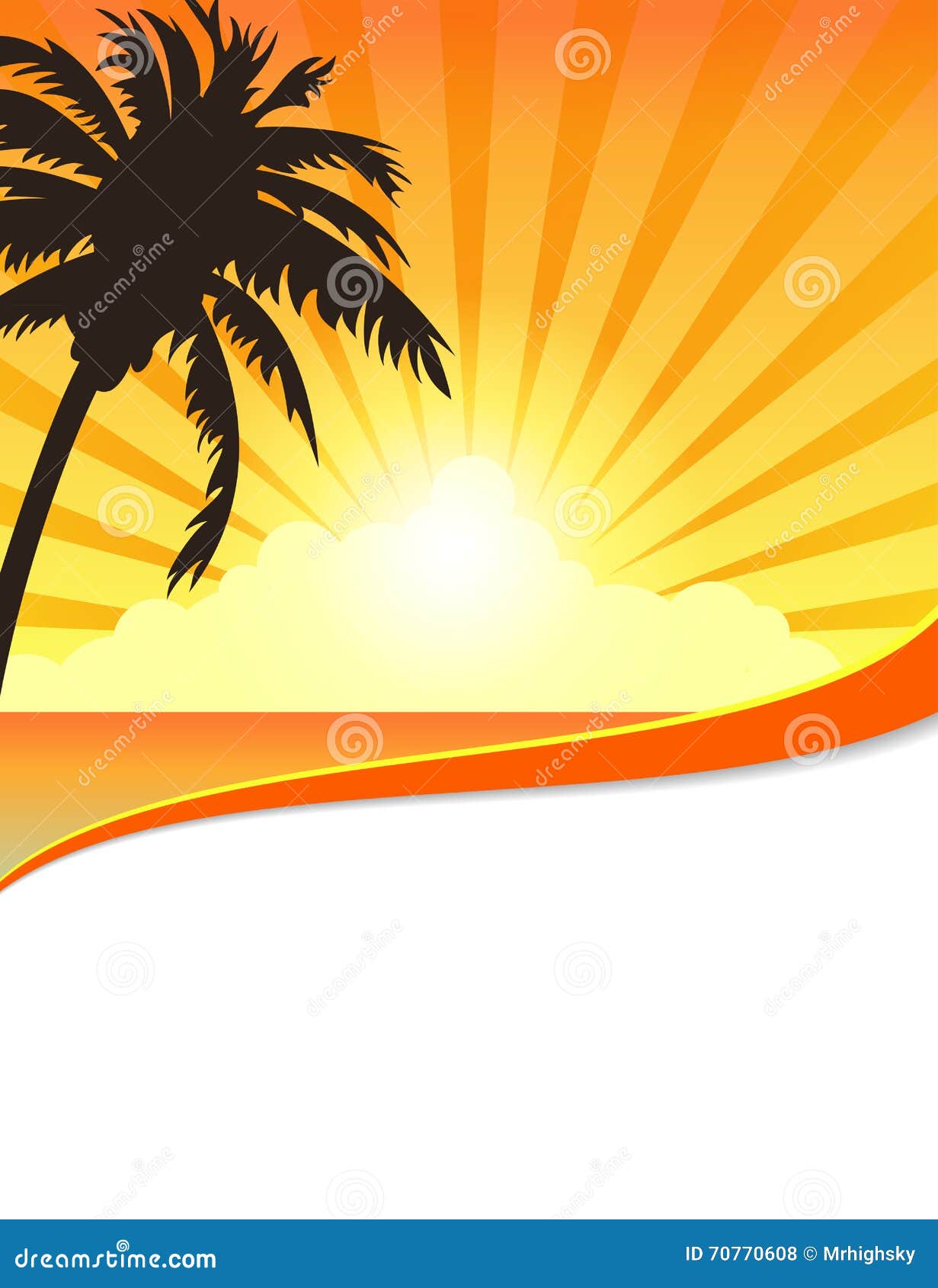 Tropical Sunset Flyer Template Stock Vector - Illustration of resort ...