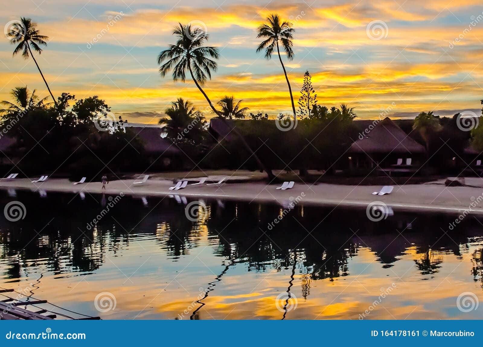 Tropical Sunset, French Polynesia Stock Image - Image of paradise ...