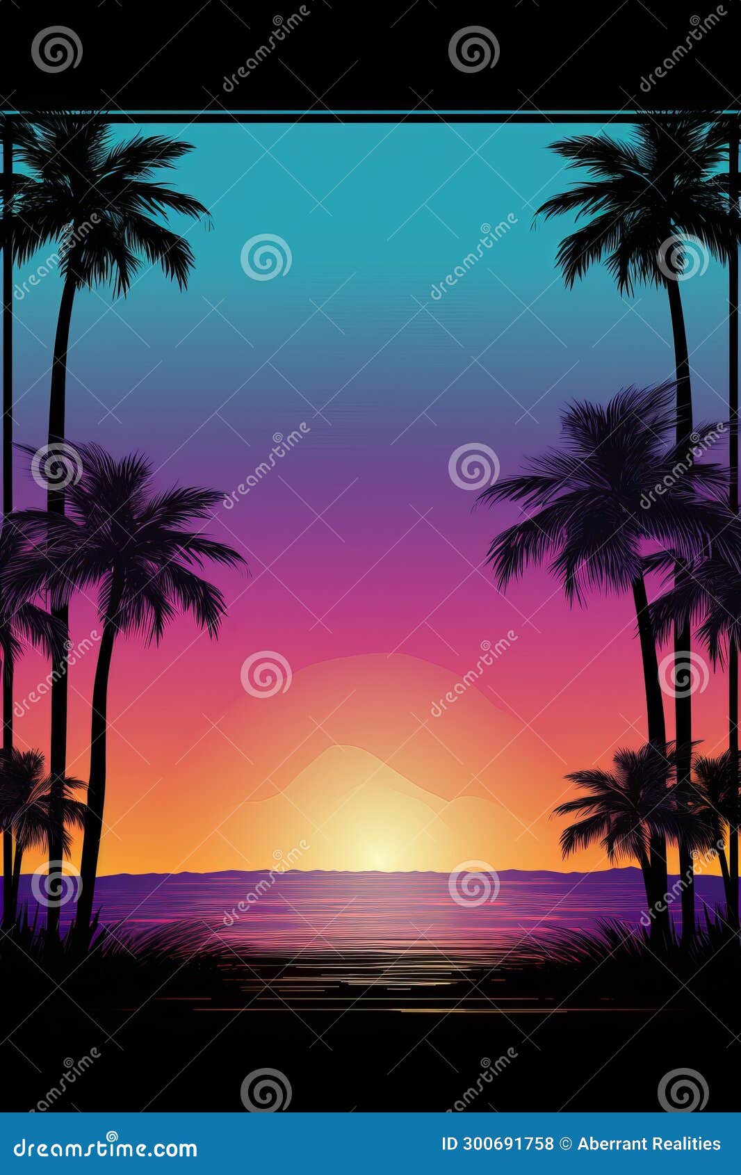 Tropical Sunset Vector Illustration Stock Illustration - Illustration ...