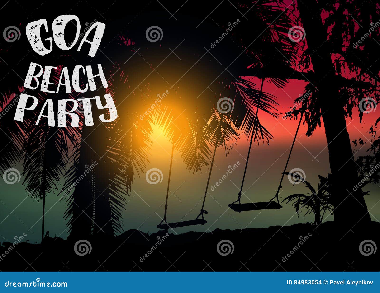 Tropical Sunset View With Palm Trees And Sun Light Vector Image Stock