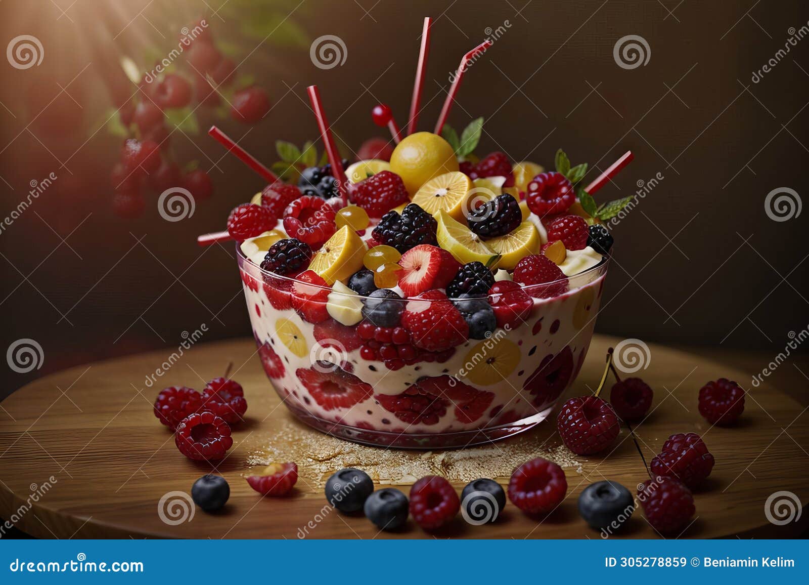 Tropical Temptation: Fruits Meet Yogurt Magic Stock Illustration ...
