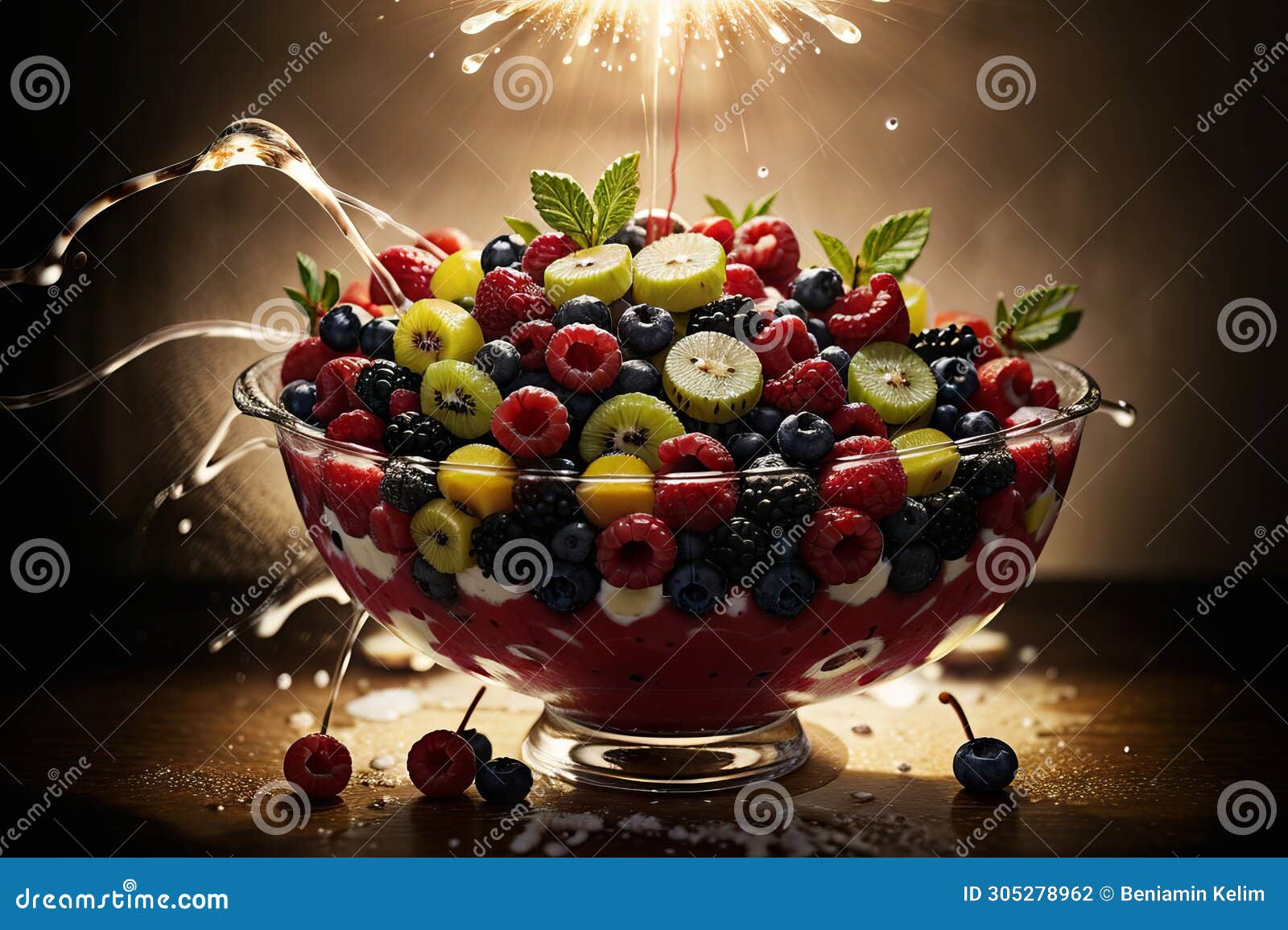 Tropical Temptation: Fruits Meet Yogurt Magic Stock Illustration ...