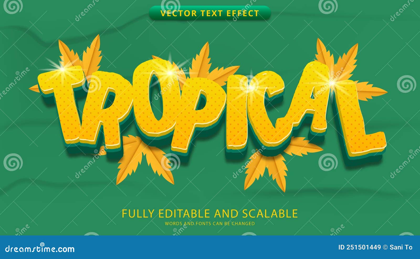 Tropical Text Effect Editable Eps File Stock Vector - Illustration of ...
