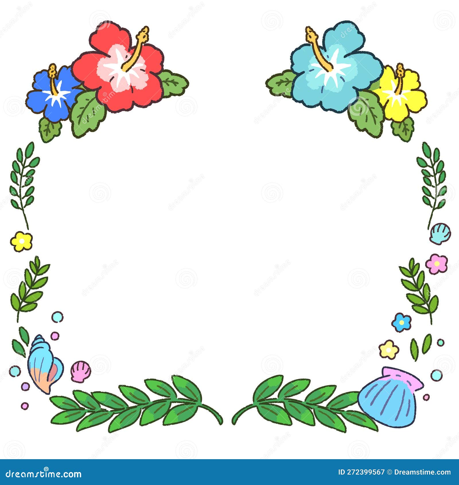 Tropical Themed Floral Hand Drawn Frame Illustration Stock Vector ...