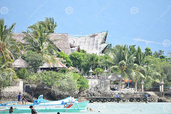 Tropical Trees and Hut at Beach Editorial Stock Image - Image of huts ...