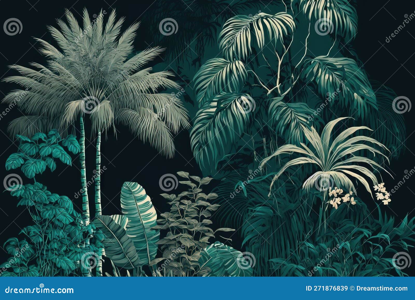 Tropical Trees and Leaves for Bespoke Wallpaper Designs Printed ...
