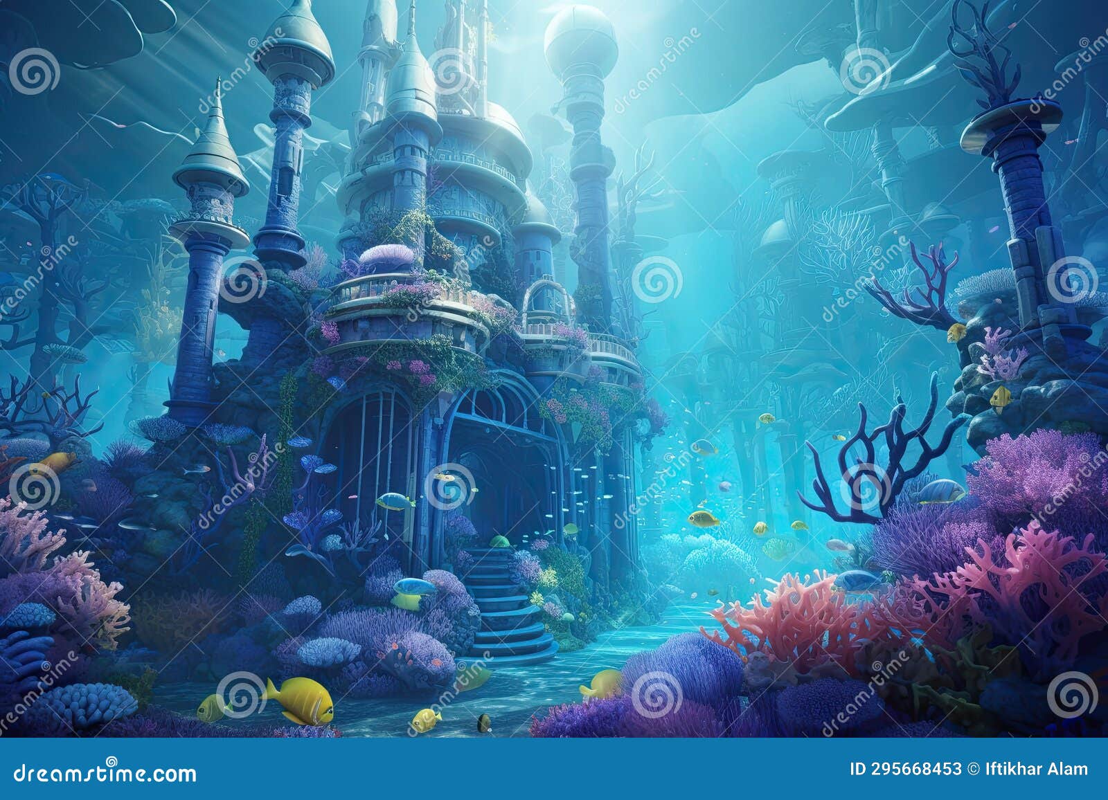 Tropical Underwater World. Underwater World. 3D Rendering, Underwater World. Fantasy ...