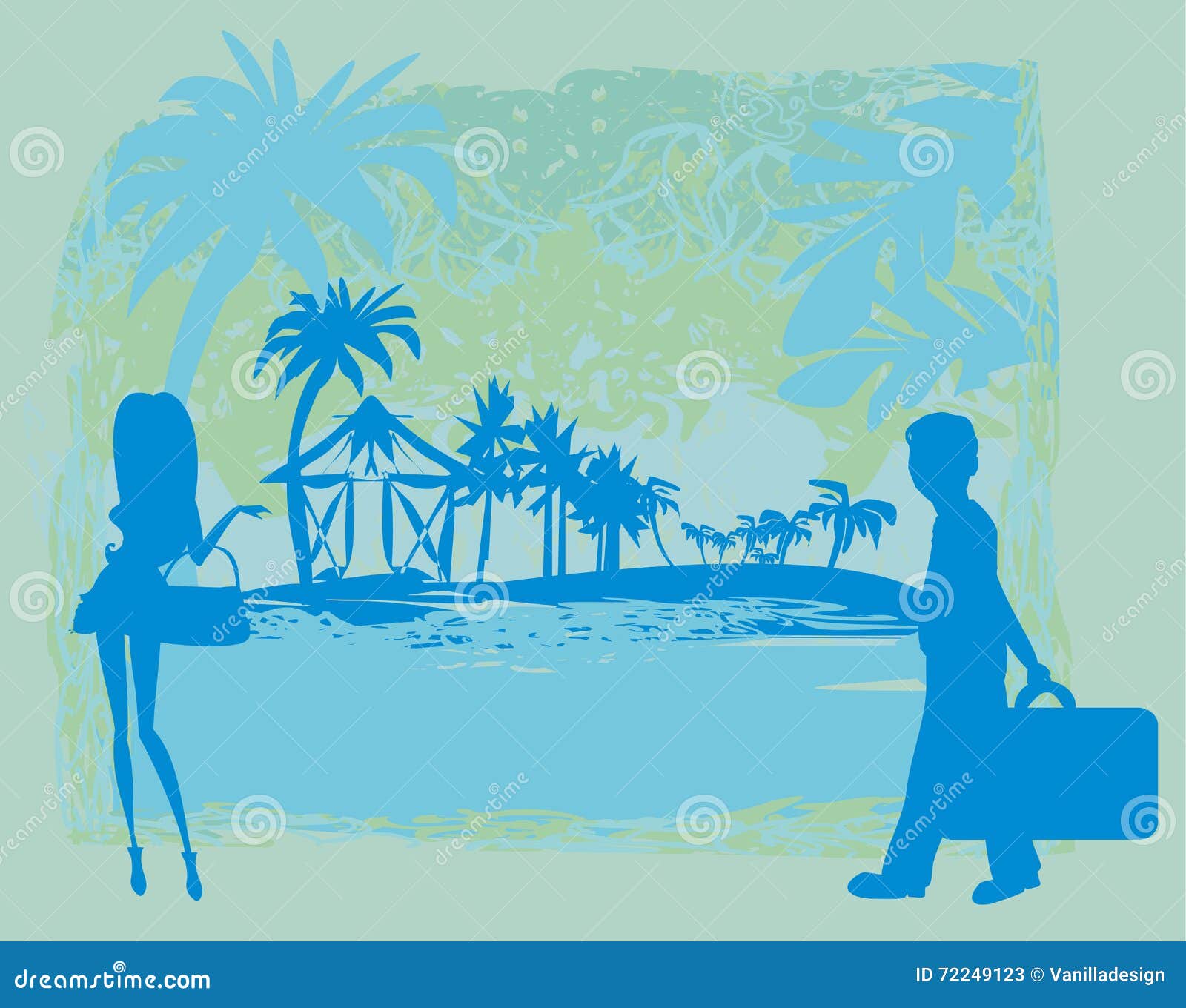 Tropical vacation stock vector. Illustration of couple - 72249123