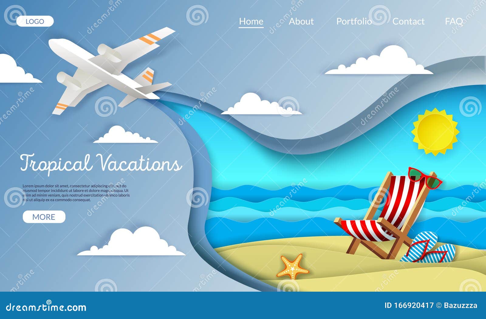 Tropical Vacations Vector Website Landing Page Design Template Stock ...