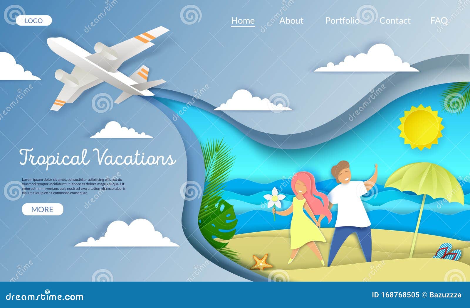 Tropical Vacations Vector Website Landing Page Design Template Stock ...