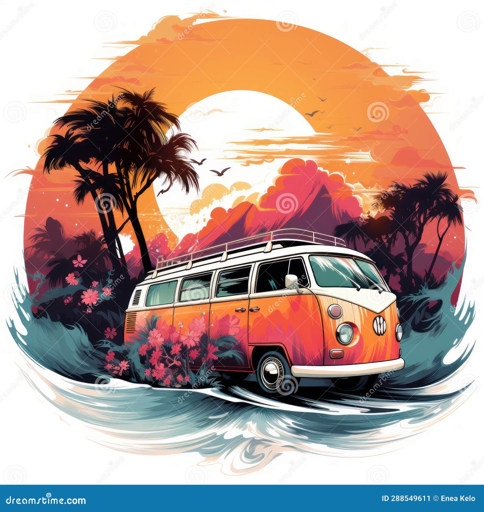 The Tropical Van stock illustration. Illustration of vector - 288549611