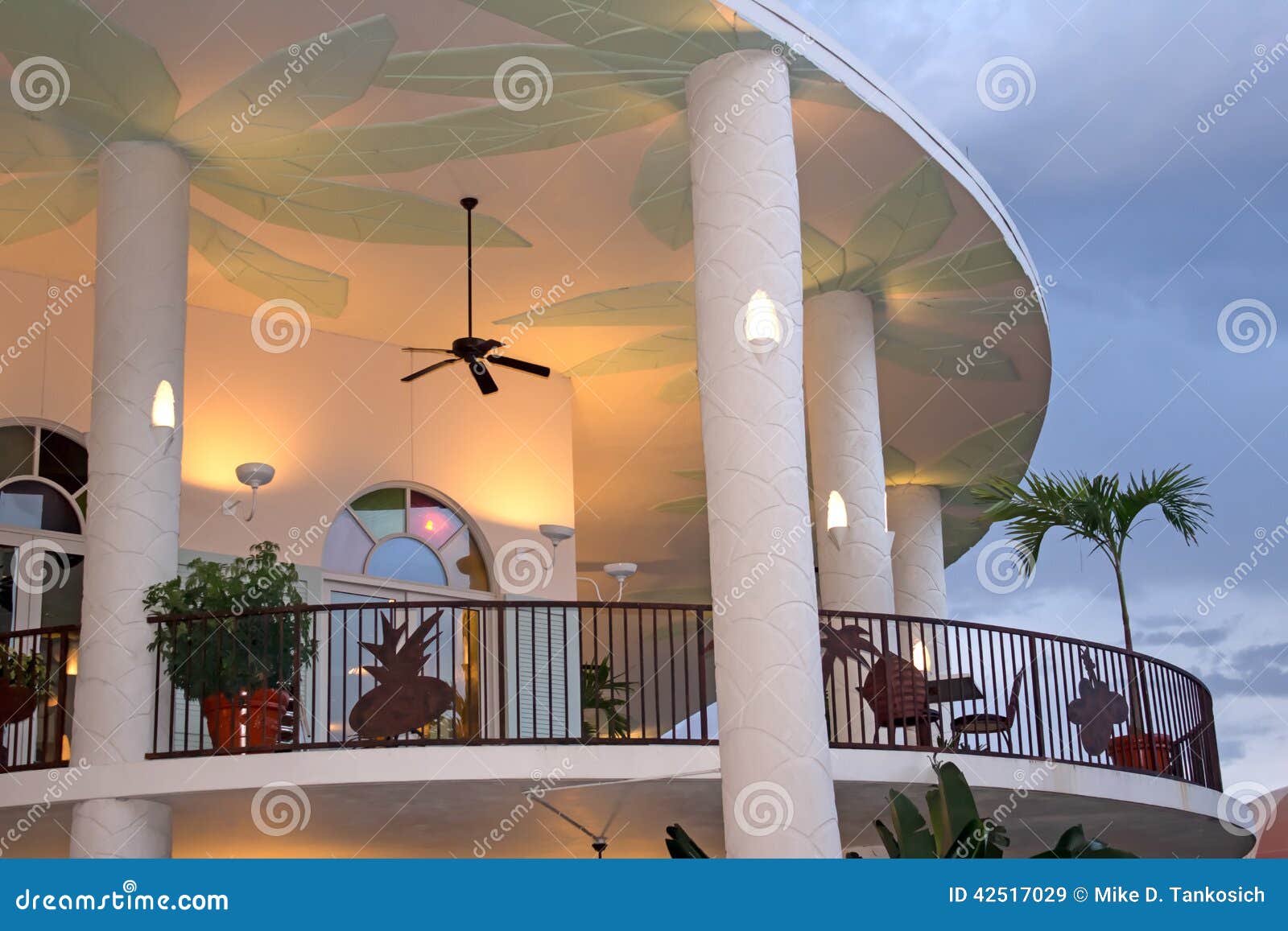 Tropical Veranda and Night Sky Stock Image - Image of evening, cuban ...