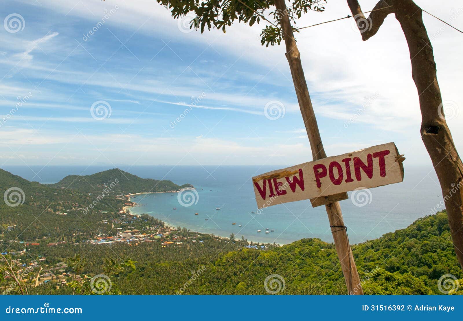 Tropical View Point with Sign Stock Photo - Image of clouds, sandy ...