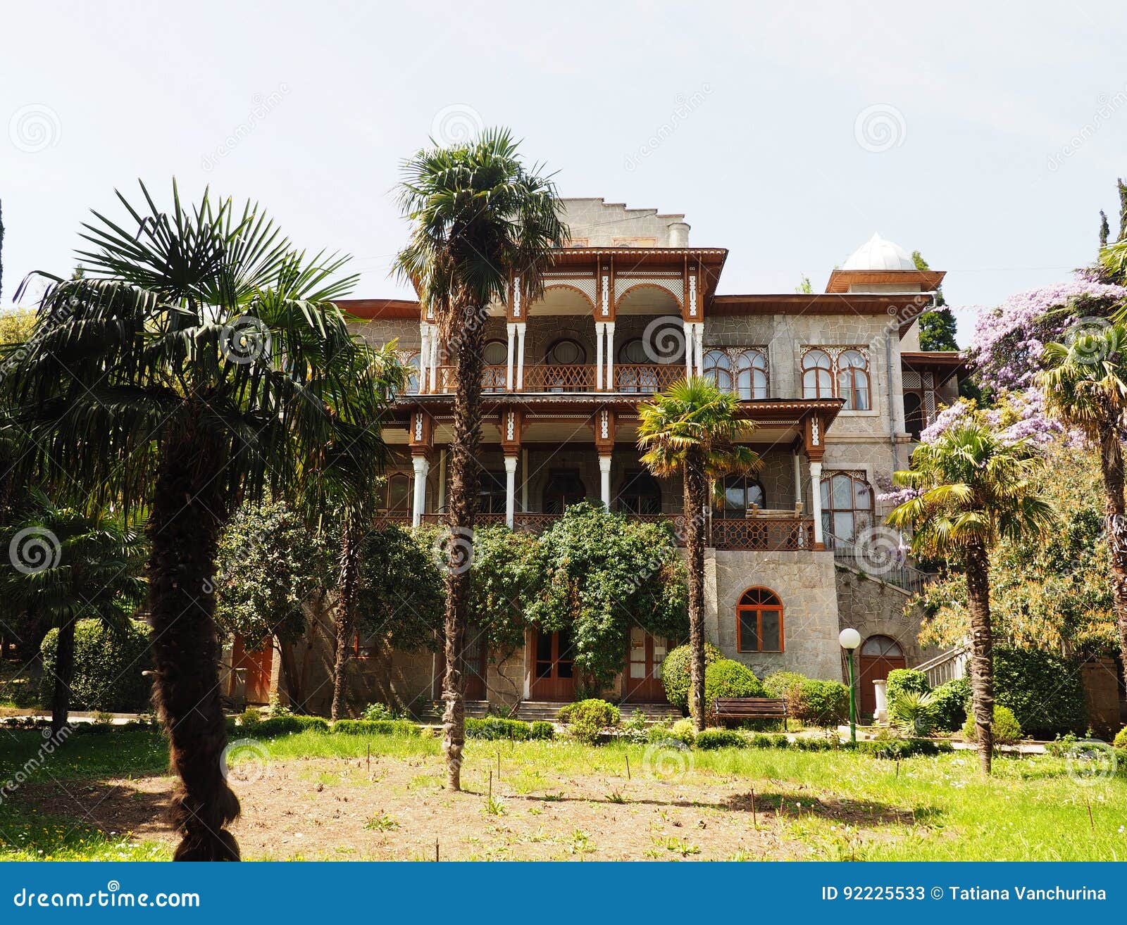 Tropical Villa among Palm Trees Stock Image - Image of ornamentalgarden ...