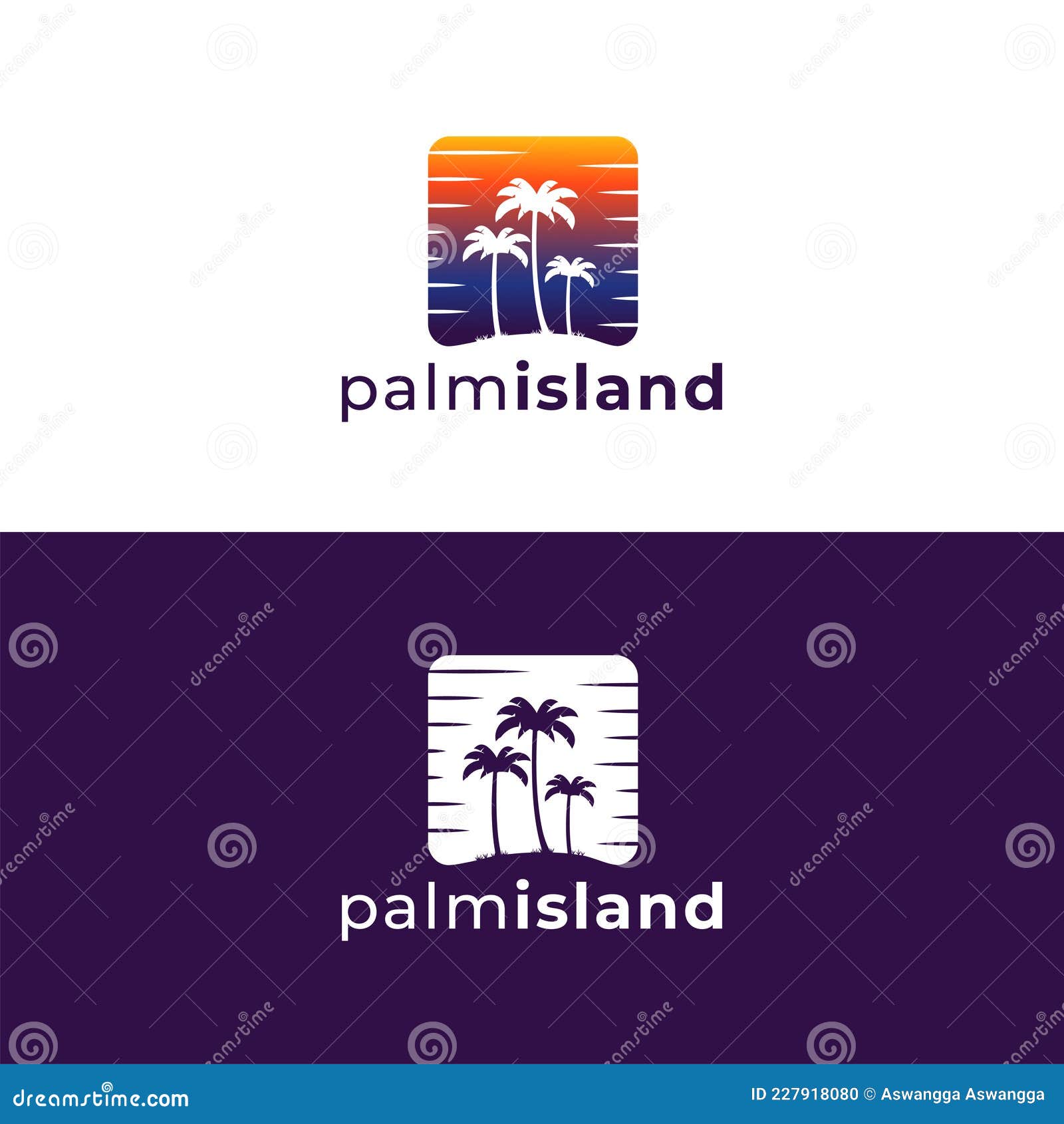 Tropical Vintage Retro Palm Tree Logo Design Template Stock Vector ...