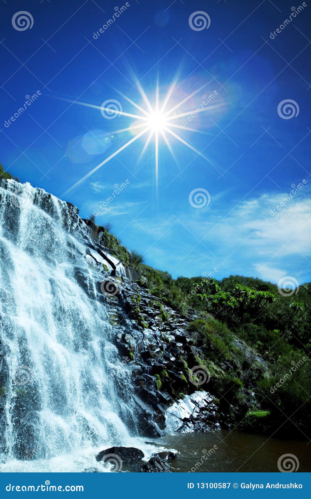 Tropical waterfall stock image. Image of early, landscapes - 13100587