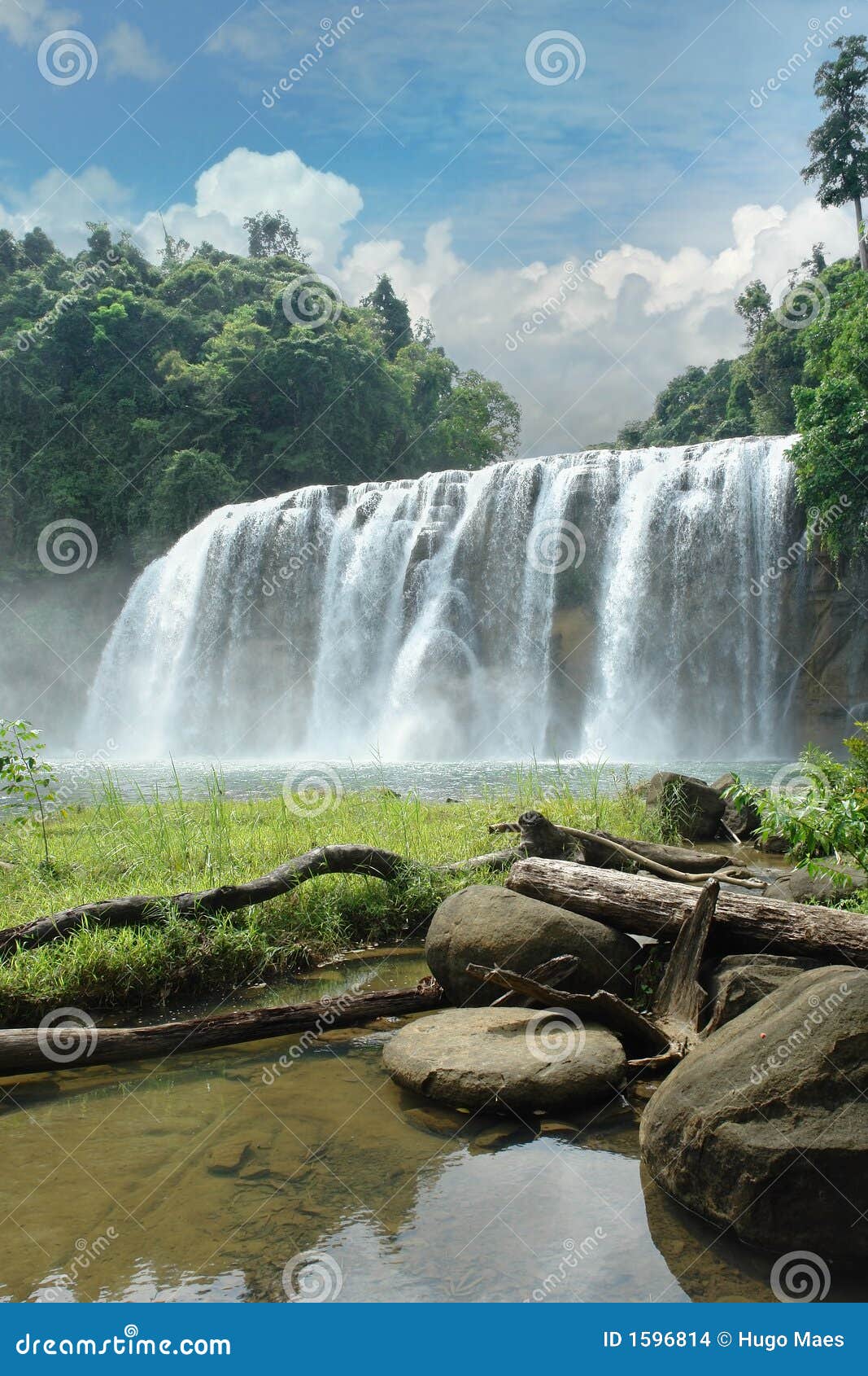Tropical Waterfall in Jungle. Stock Photo - Image of jungle, flowing ...