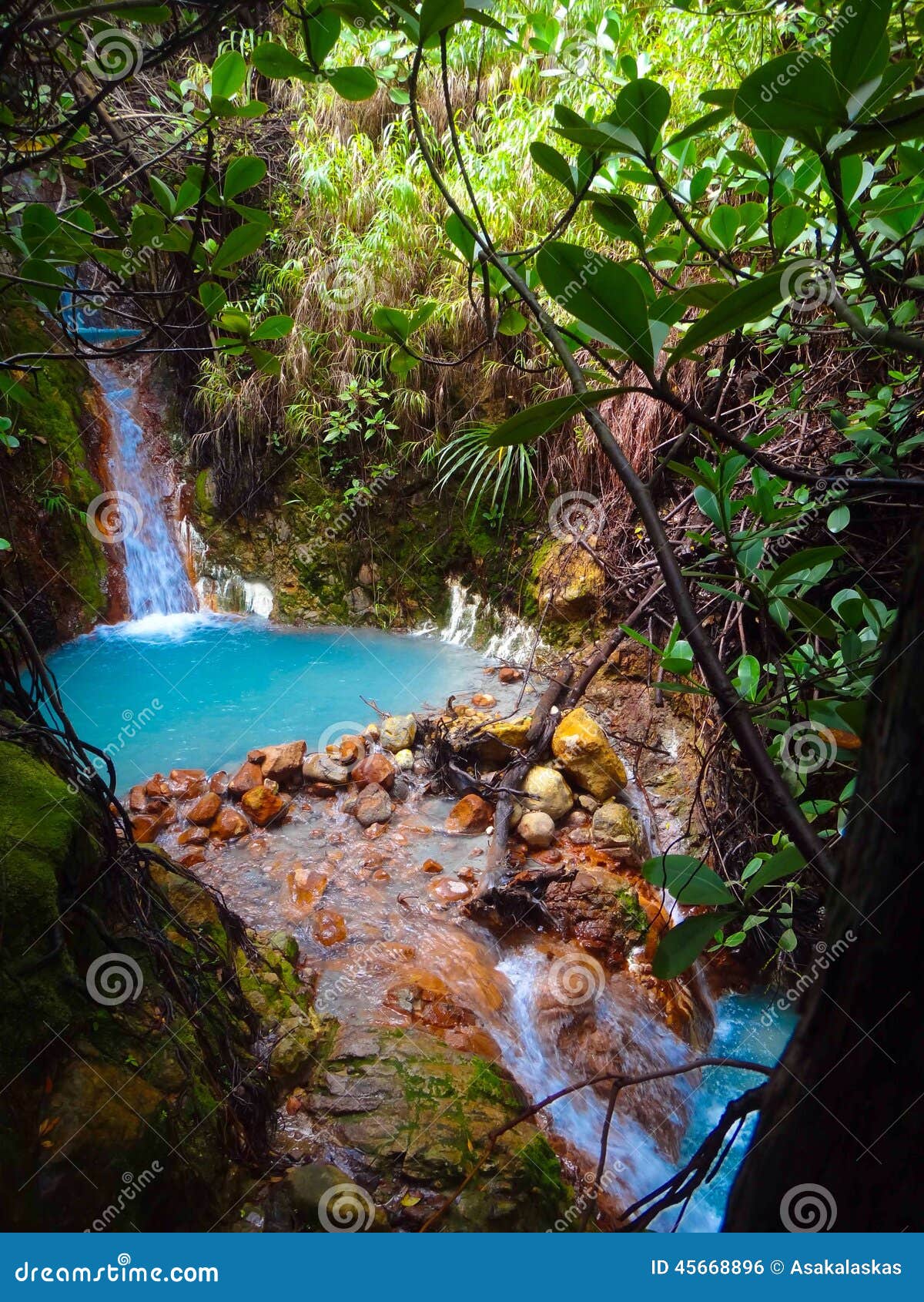 Tropical Waterfall with Blue Water Stock Photo - Image of destination ...