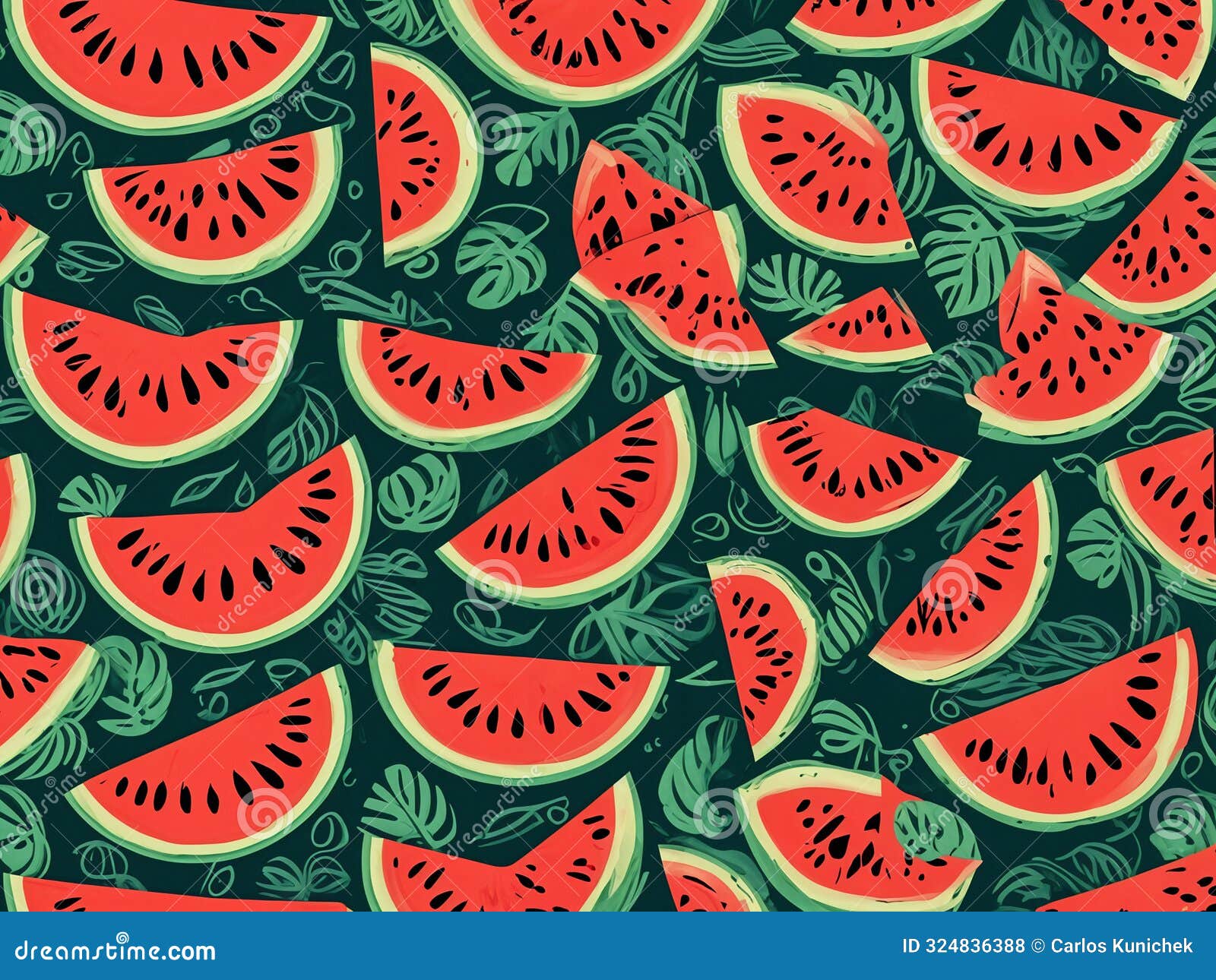 Tropical Watermelon Fruit Pattern Vector - Generated by Ai Stock ...