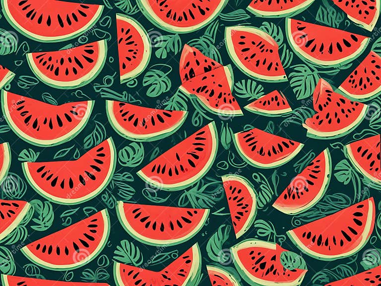 Tropical Watermelon Fruit Pattern Vector - Generated by Ai Stock ...