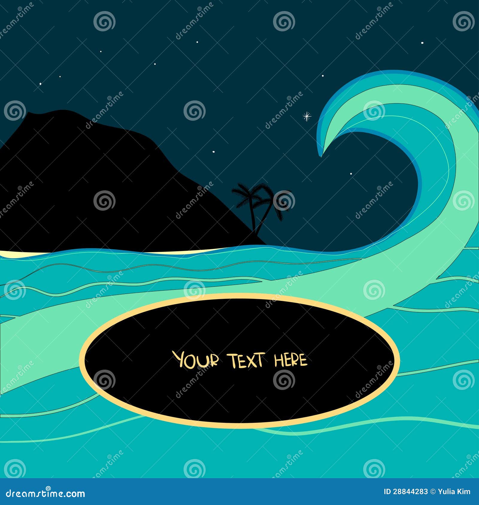 Tropical wave at night stock illustration. Illustration of scenery ...