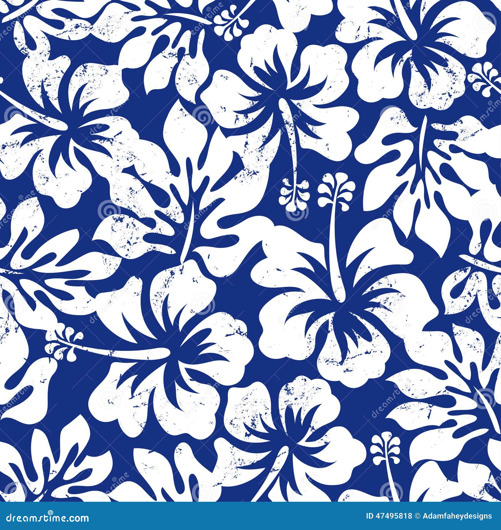 Tropical Weathered Hibiscus Seamless Pattern Stock Vector ...