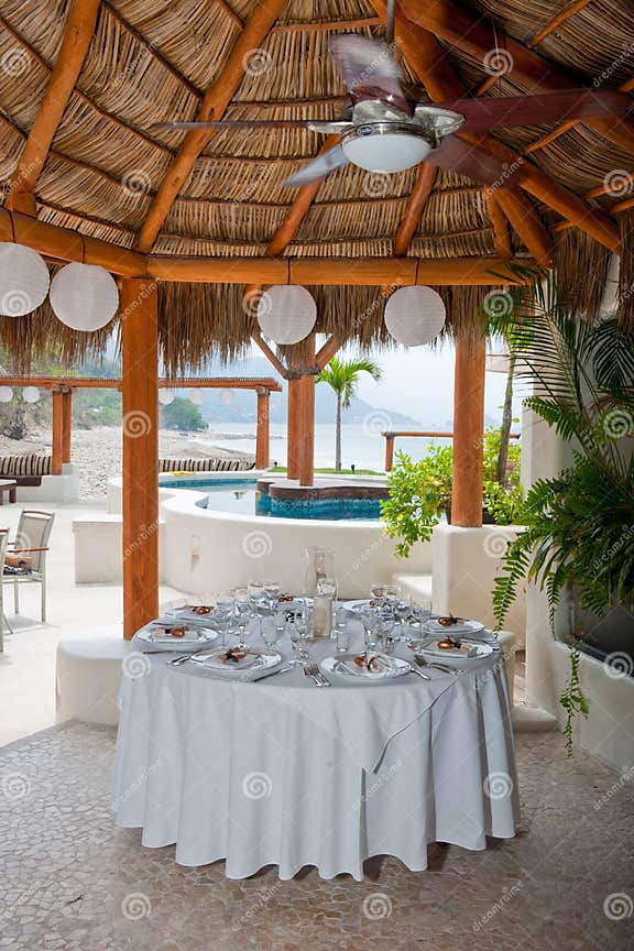 Tropical Wedding Table Setting Stock Image - Image of silver, settings ...