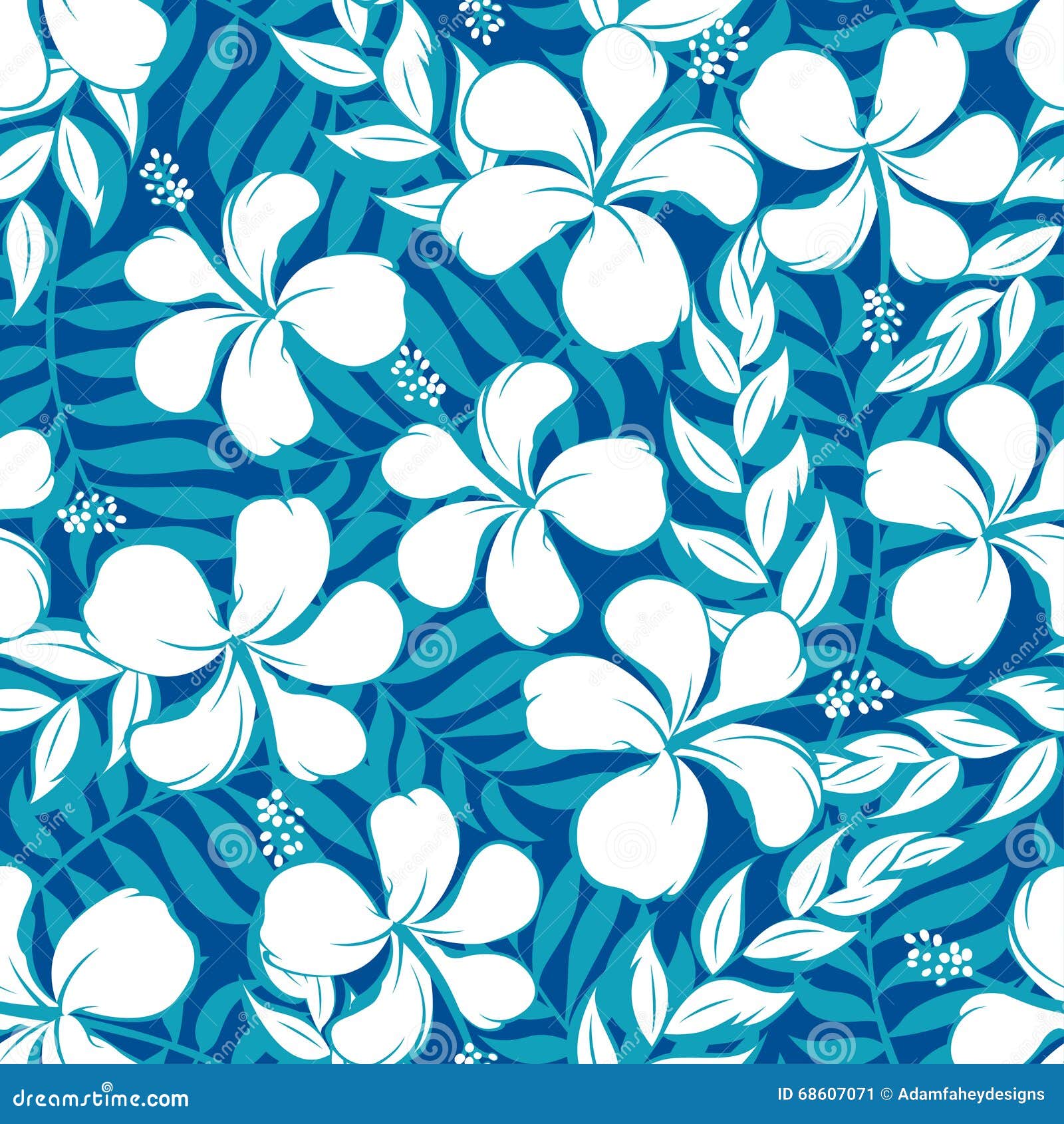 Tropical White and Turquoise Graphic Seamless Pattern Stock Vector ...