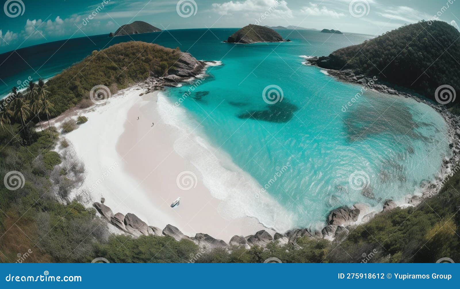Tropical Yacht Sails Mid Air Over Turquoise Reef Generated by AI Stock ...